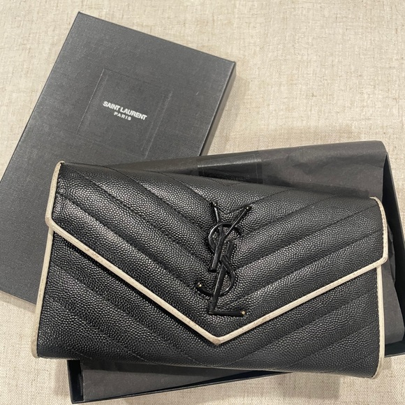 Yves Saint Laurent | Bags | Ysl Monogram Large Flat Envelope Wallet ...